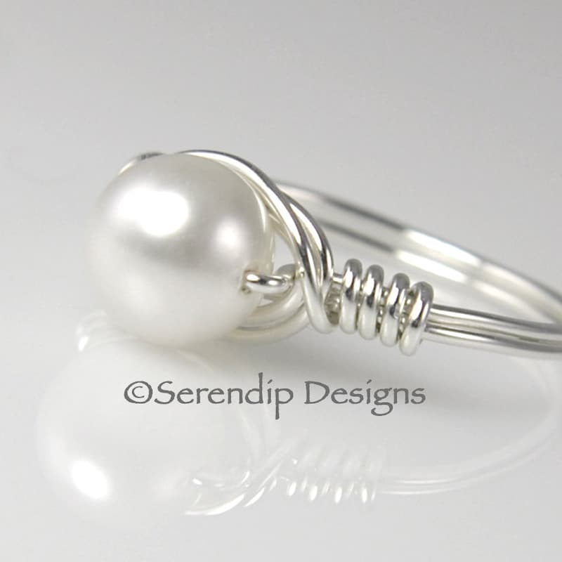 Wire Wrap Pearl Ring - Etsy