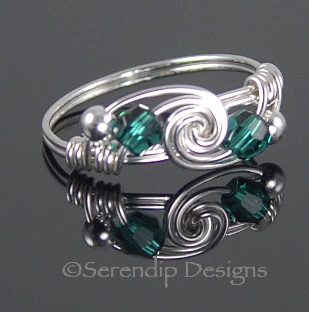 May Birthstone Ring Sterling Silver Swarovski Emerald Ring - Etsy UK