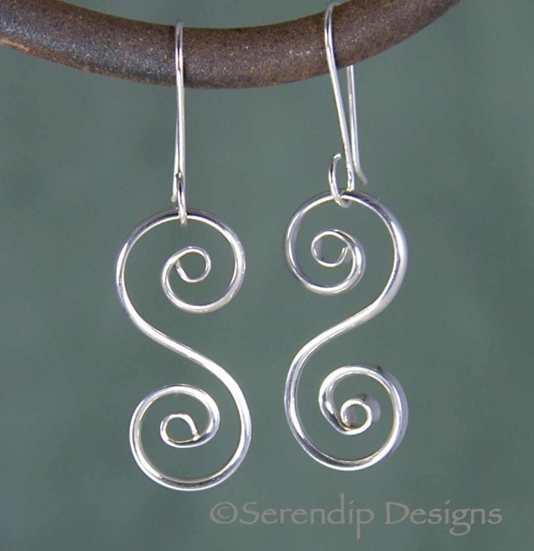 Argentium Silver Letter S Earrings, Shiny Sterling Silver Spiral ...
