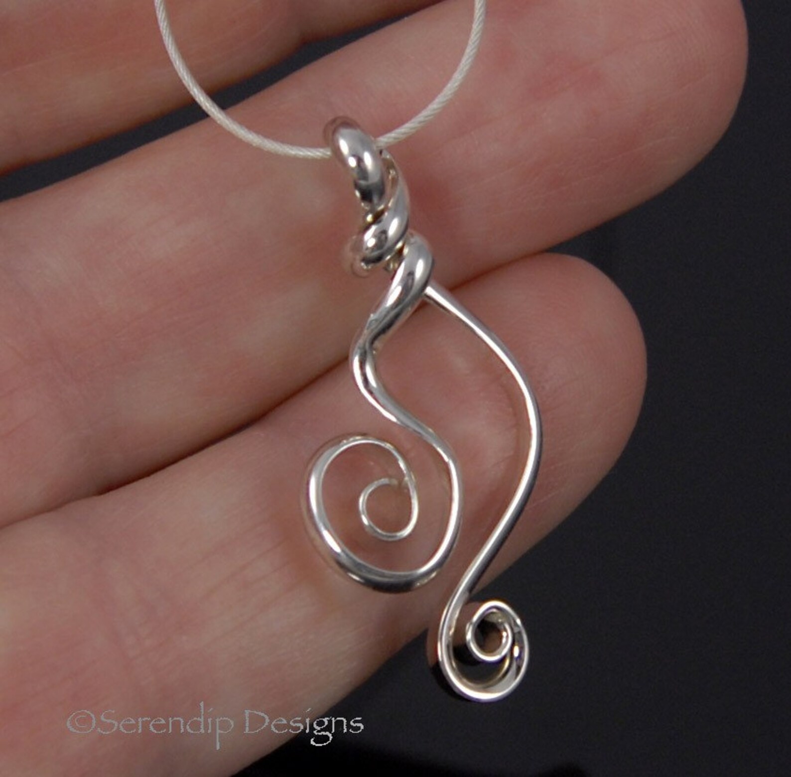 Double Spiral Silver Pendant, Argentium Sterling Silver Necklace ...