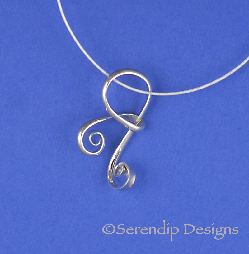 Silver Spirally Letter R Pendant Initial Necklace Argentium - Etsy
