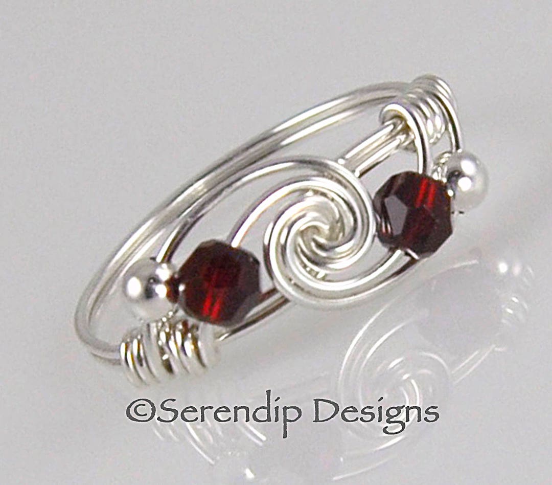 Sterling Silver January Birthstone Ring, Swarovski Crystal Garnet Twist ...