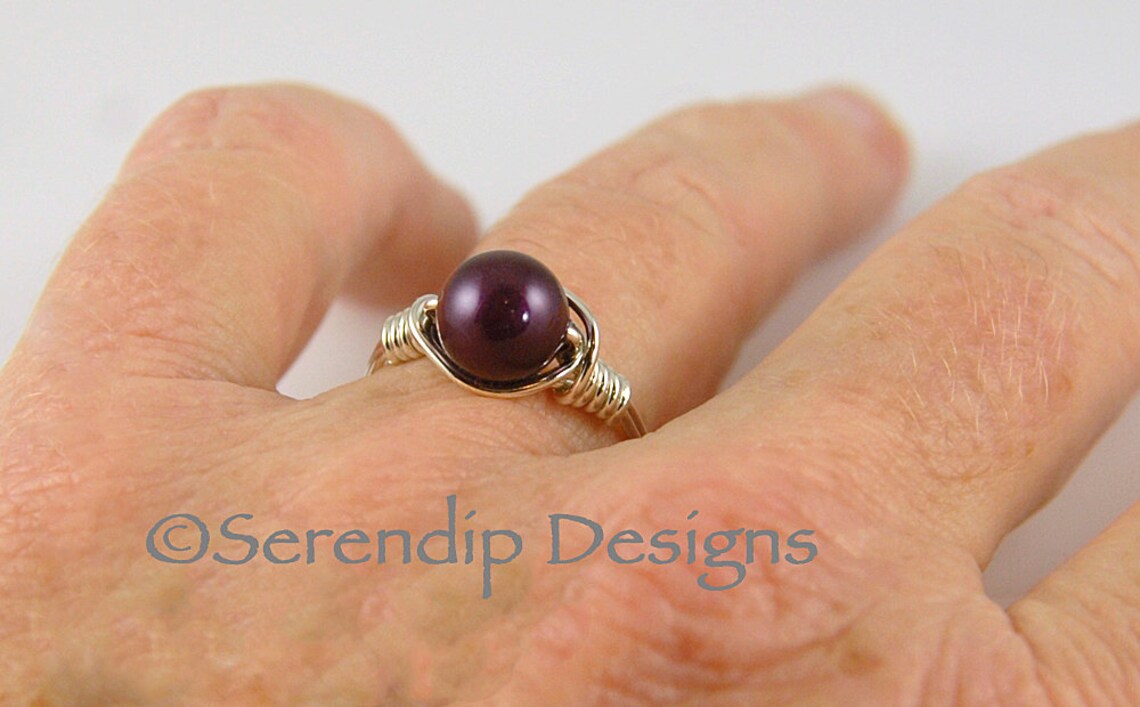 Sterling Silver Dark Blue Pearl Ring Argentium Sterling - Etsy