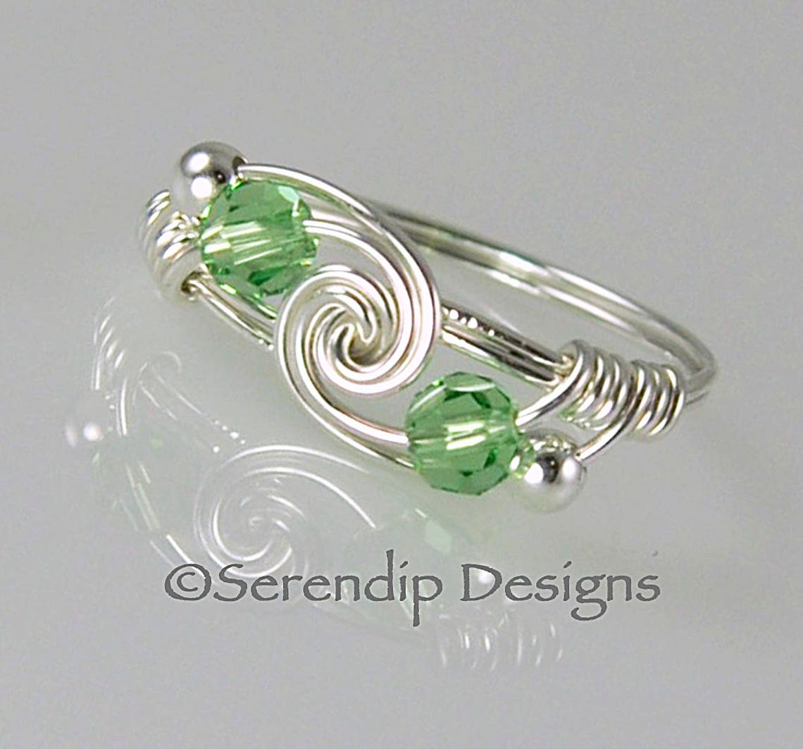 August Birthstone Ring Argentium Sterling Silver Swarovski | Etsy