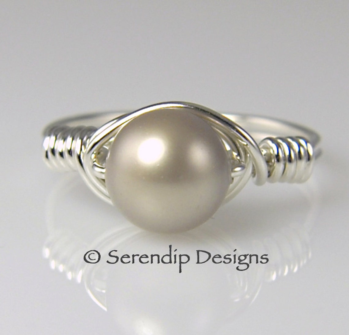 Sterling Silver Platinum Pearl Solitaire Ring Argentium - Etsy