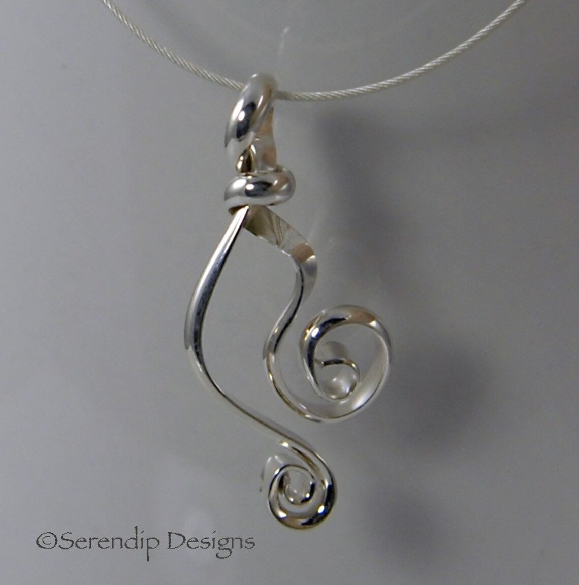 Double Spiral Silver Pendant, Argentium Sterling Silver Necklace ...