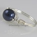 Sterling Silver Dark Blue Pearl Ring, Argentium Sterling Silver Night ...