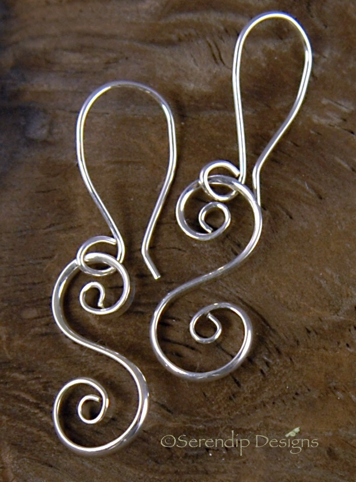Petite Argentium Silver s Earrings S Shaped - Etsy