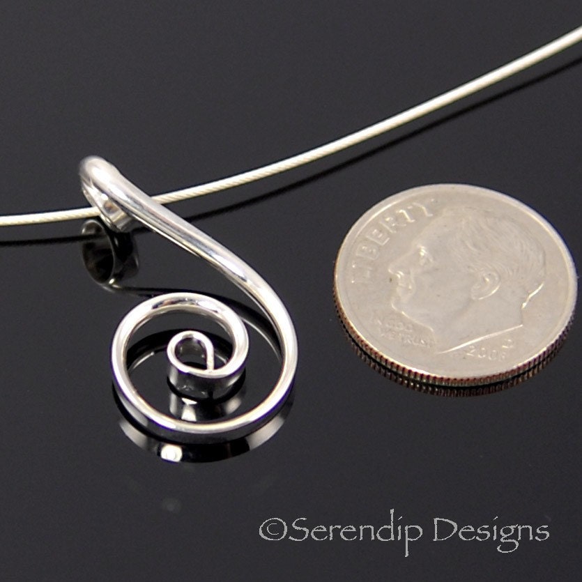 Argentium Silver Fibonacci Spiral Pendant, Shiny Sterling Silver Spiral ...