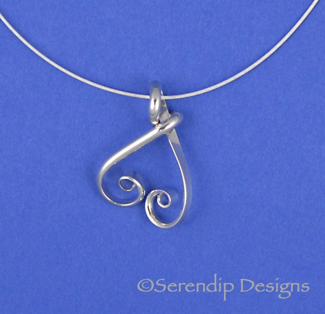Silver Inverted Heart Pendant Shiny Argentium Sterling Silver - Etsy