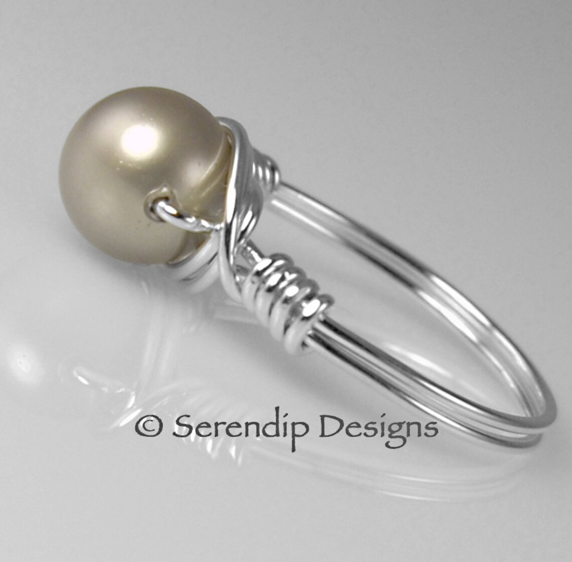 Sterling Silver Platinum Pearl Solitaire Ring Argentium - Etsy