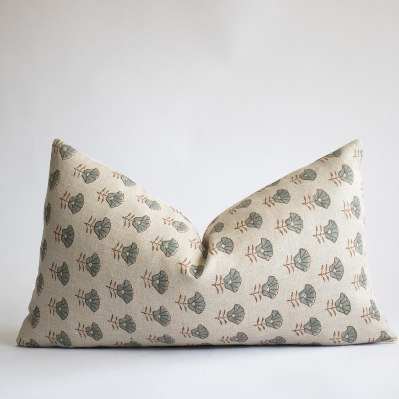 Blue Block Lumbar Pillow - Etsy