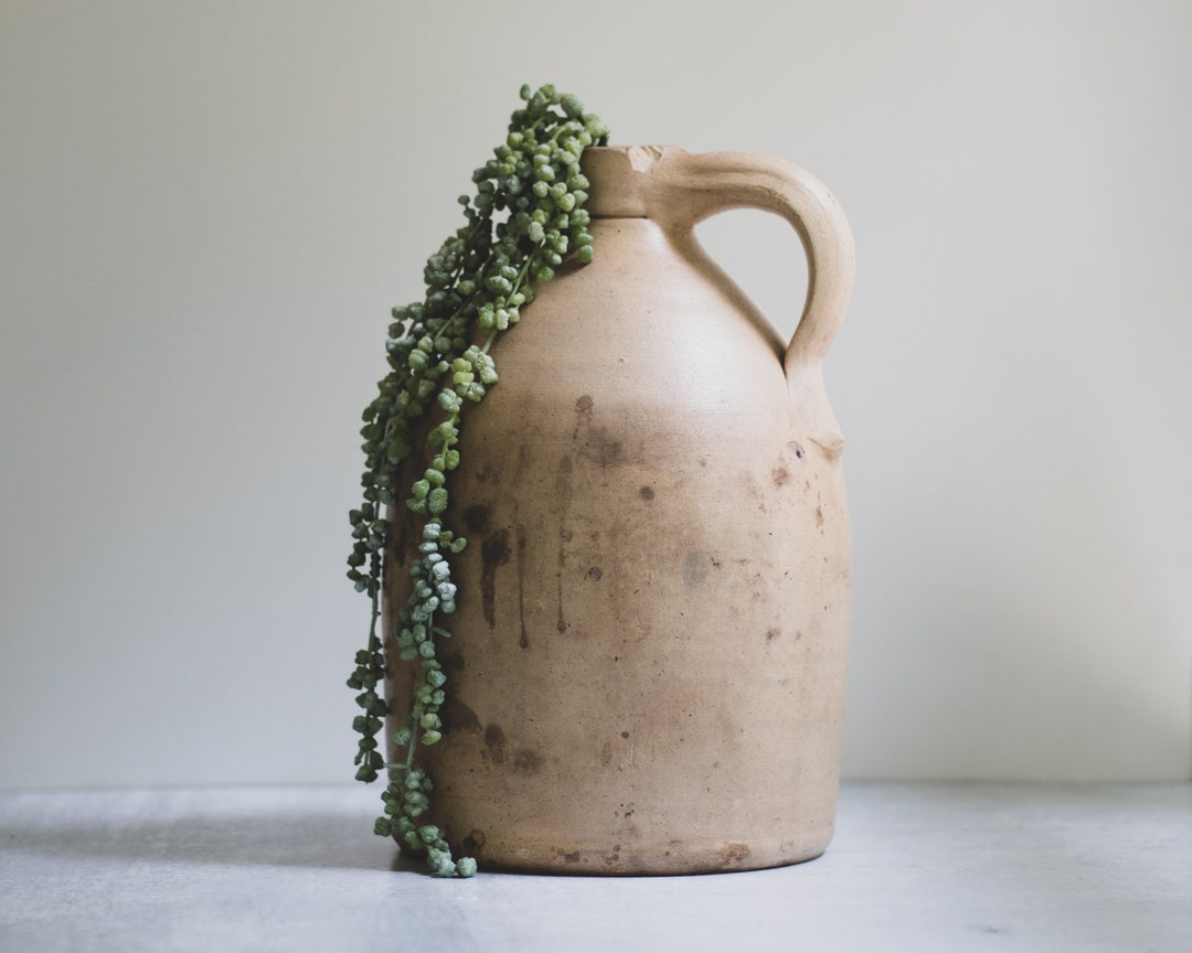 Large Primitive Salt Glazed Stoneware Whiskey Jug Modern Farmhouse ...