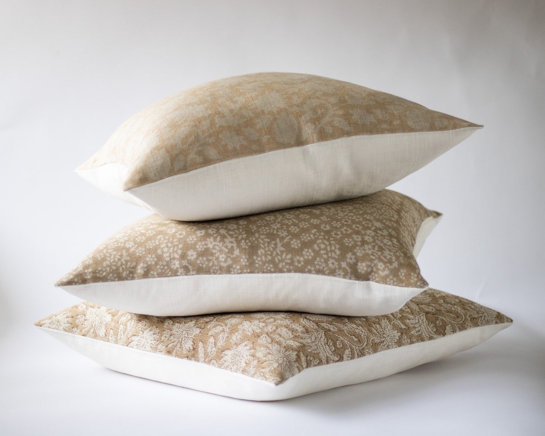 Block Print Pillow Covers, Neutral Throw Pillow Combo, Designer Pillow ...