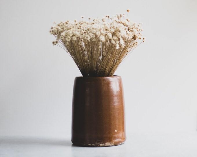 Vintage Ochre Stoneware Crock Vase | Rustic Modern Farmhouse Decor ...