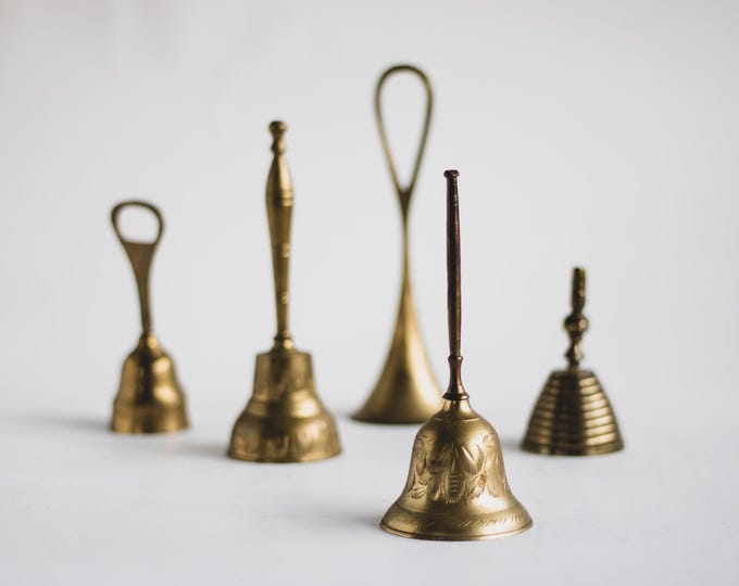 Assorted Vintage Brass Hand Bells, Brass Bells for Wedding, Hand Bell ...