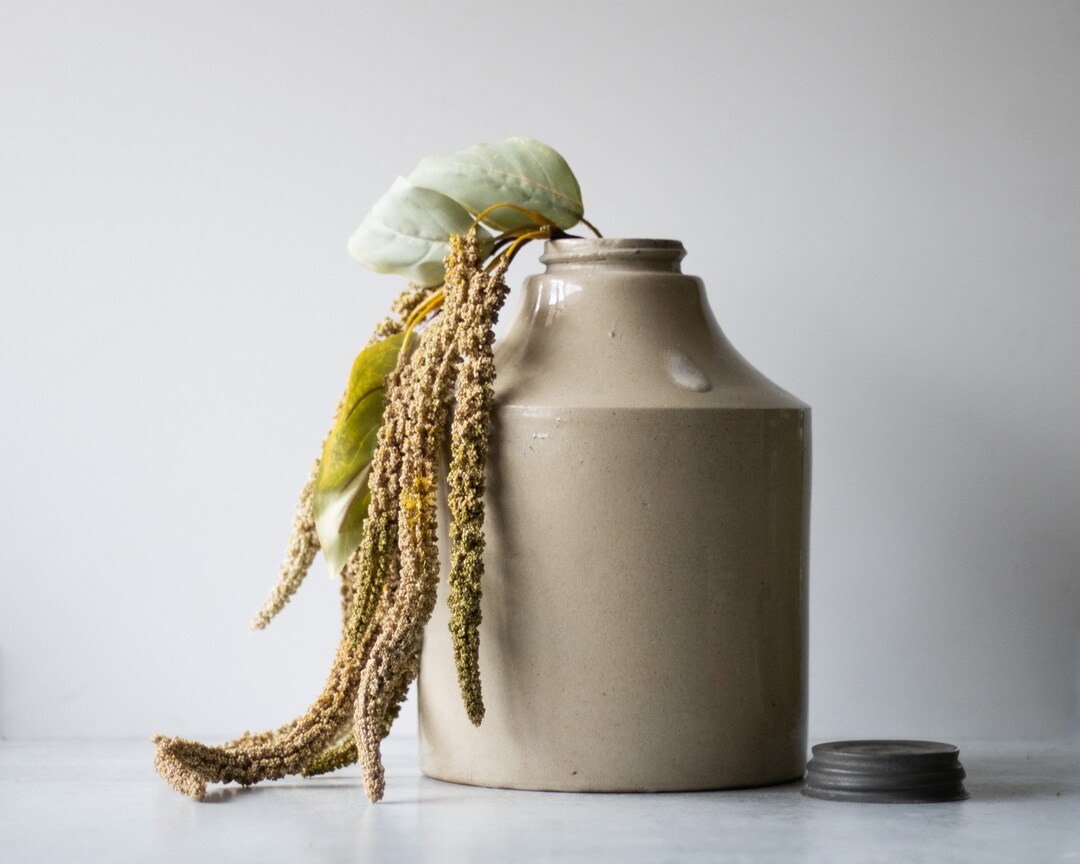 Antique Macomb Pottery Stoneware Crock Jar With Zinc Lid Modern ...