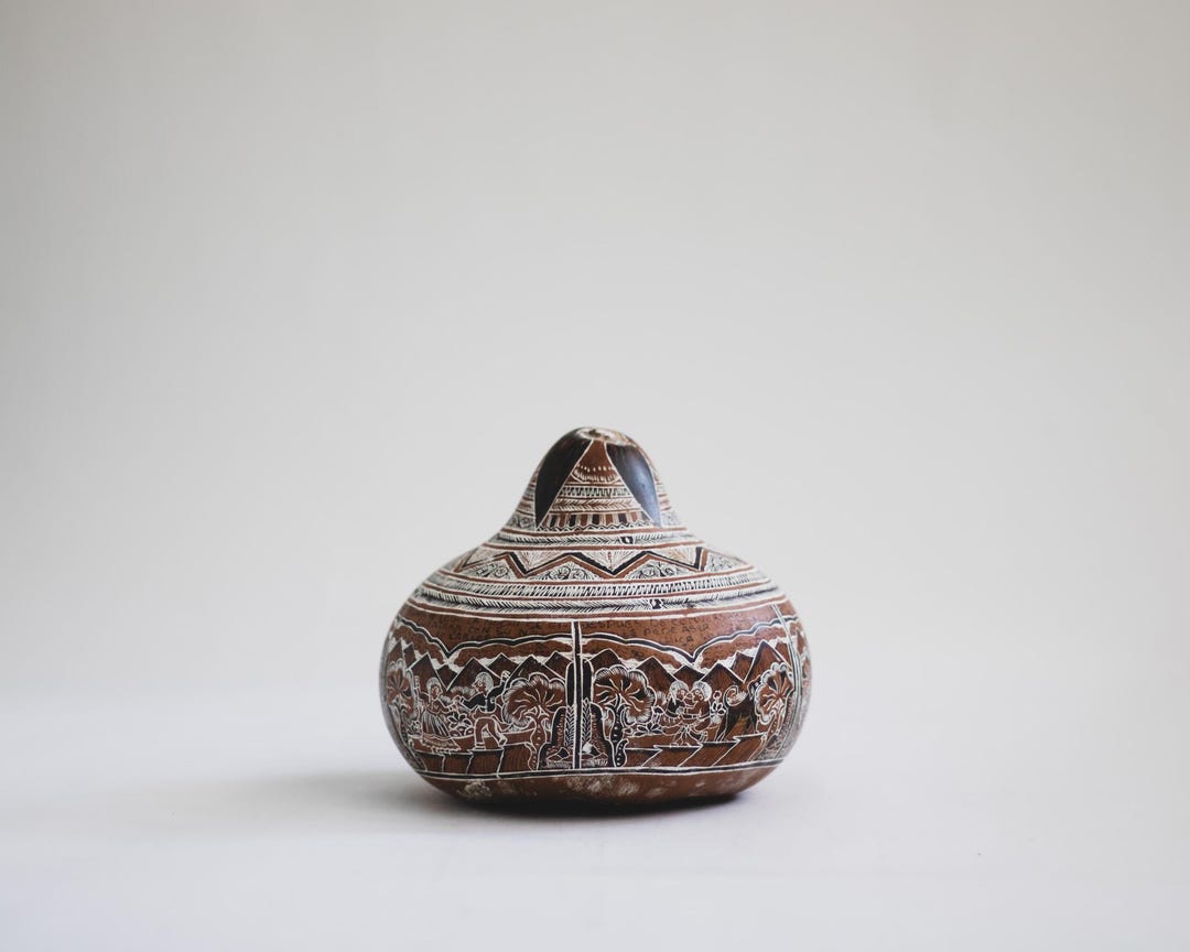 Hand Carved Peruvian Gourd Art, Folk Art From Peru, Peruvian ...