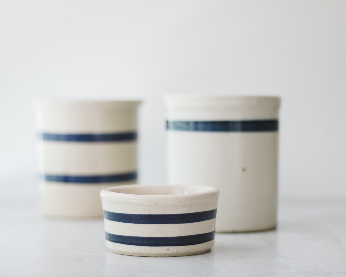 Assorted Blue Band Stoneware Crocks Modern Farmhouse Decor - Etsy