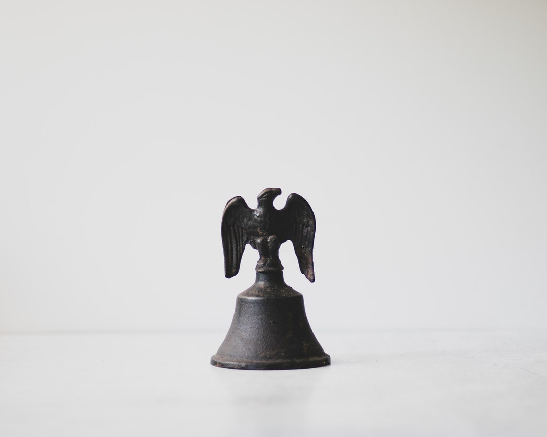 Bald Eagle Cast Iron Hand Bell, Colonial Style Bell, Bronze Metal Bell ...