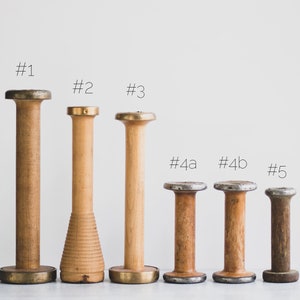 Assorted Antique Wooden Spool Candlesticks, Industrial Spool Candle ...