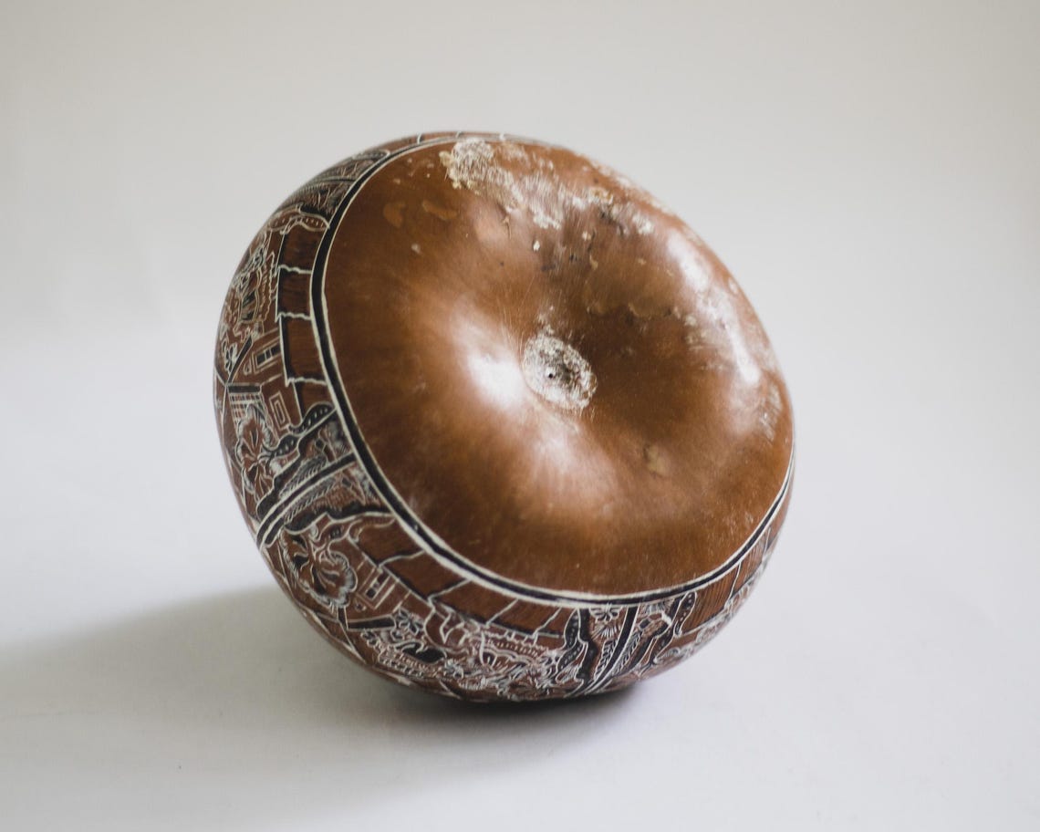 Hand Carved Peruvian Gourd Art: Etched Folk Tale Decor - Etsy