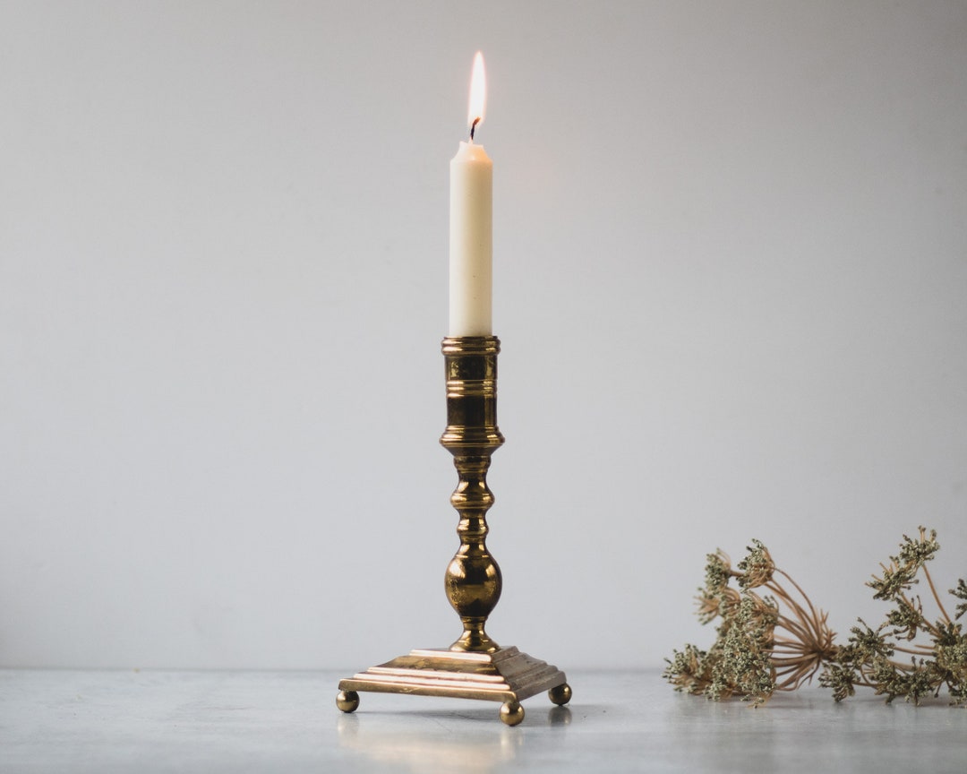 Brass Candle Holder With Triangular Base, Brass Candlestick Holder ...