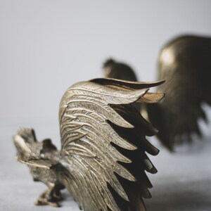 Set of Two MCM Fighting Brass Rooster Figurines, Pair of Vintage Brass ...