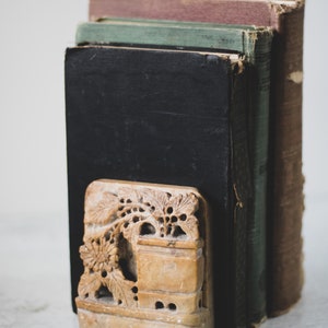 Vintage Chinese Soapstone Bookends Carved Stone Book Ends Shelf Styling ...