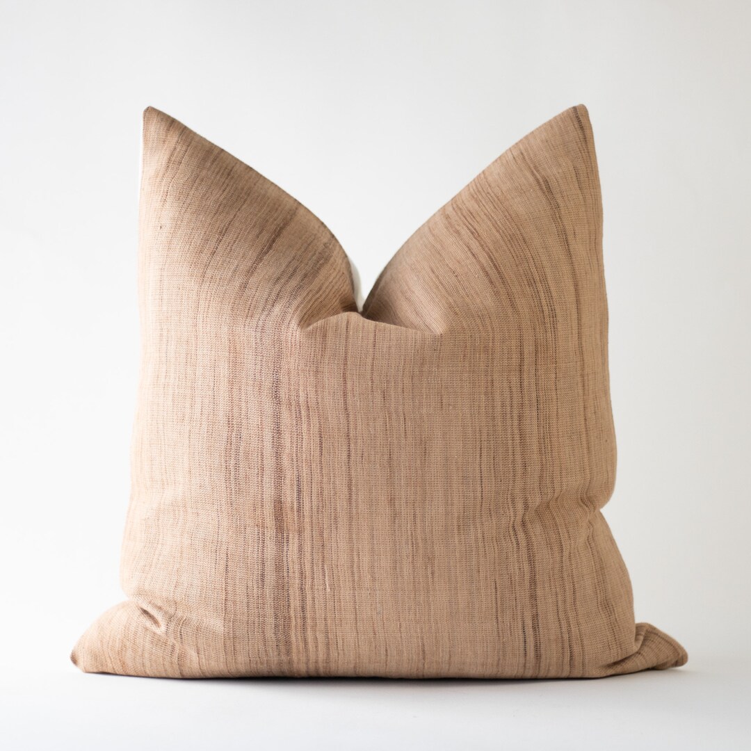 Terracotta Ombre Striped Hemp Pillow Cover, Designer Throw Pillow ...