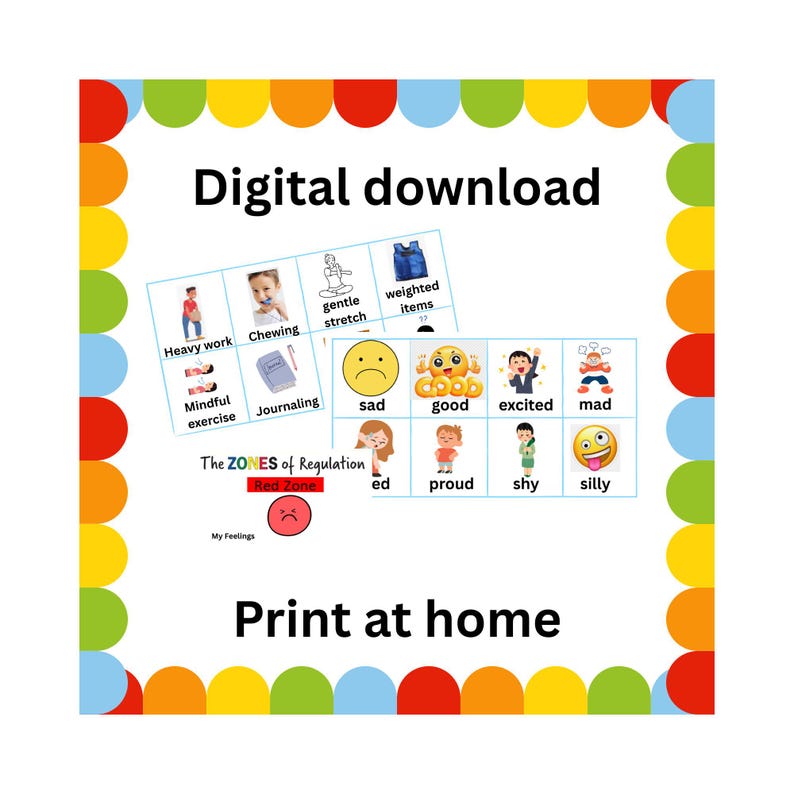 Zones of Regulation Emotion Cards: Calm Down Strategies for Kids (PDF ...