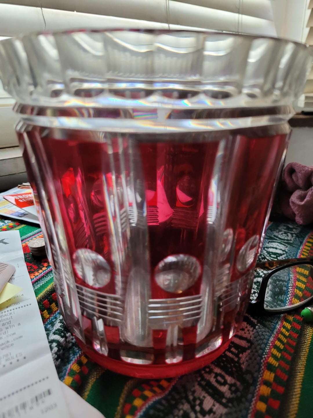 Vintage 1960s Red Stripe Glass Ice Bucket Vase, Art Deco - Etsy