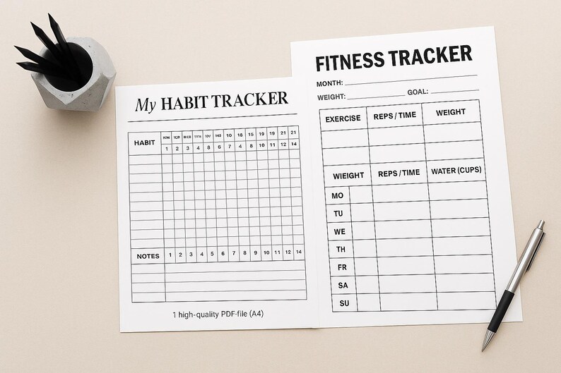 Fitness Habit Tracker Printable | Daily Workout Habit Log | A4 PDF ...