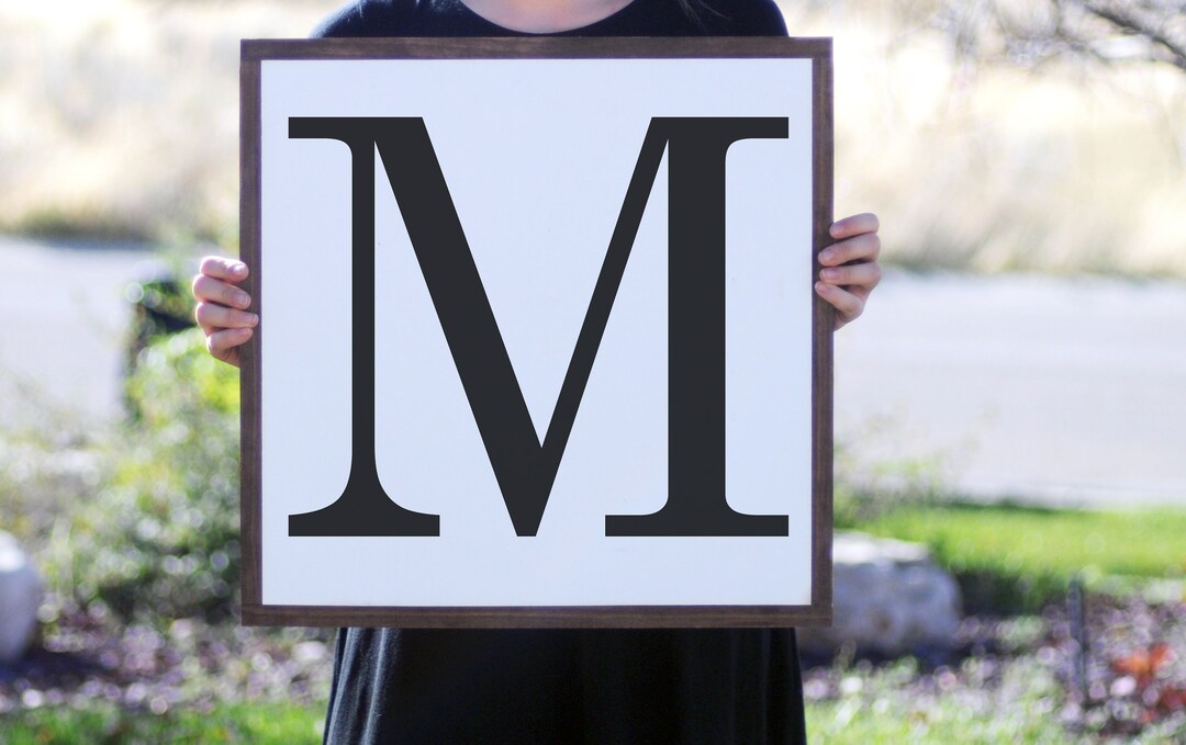Alphabet Letter Wood Sign, Monogram Wooden Sign, Monogram Framed Wall ...