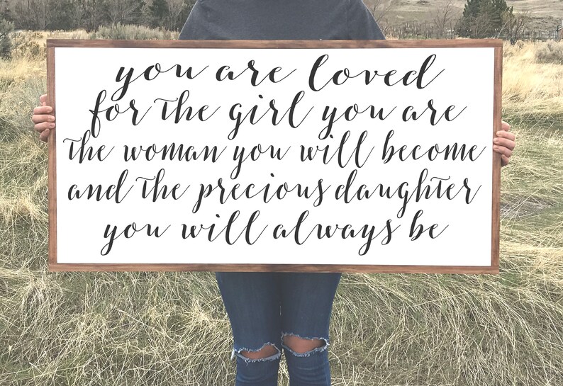 Loved Daughter Wood Sign Framed with Solid Wood Framing | Etsy