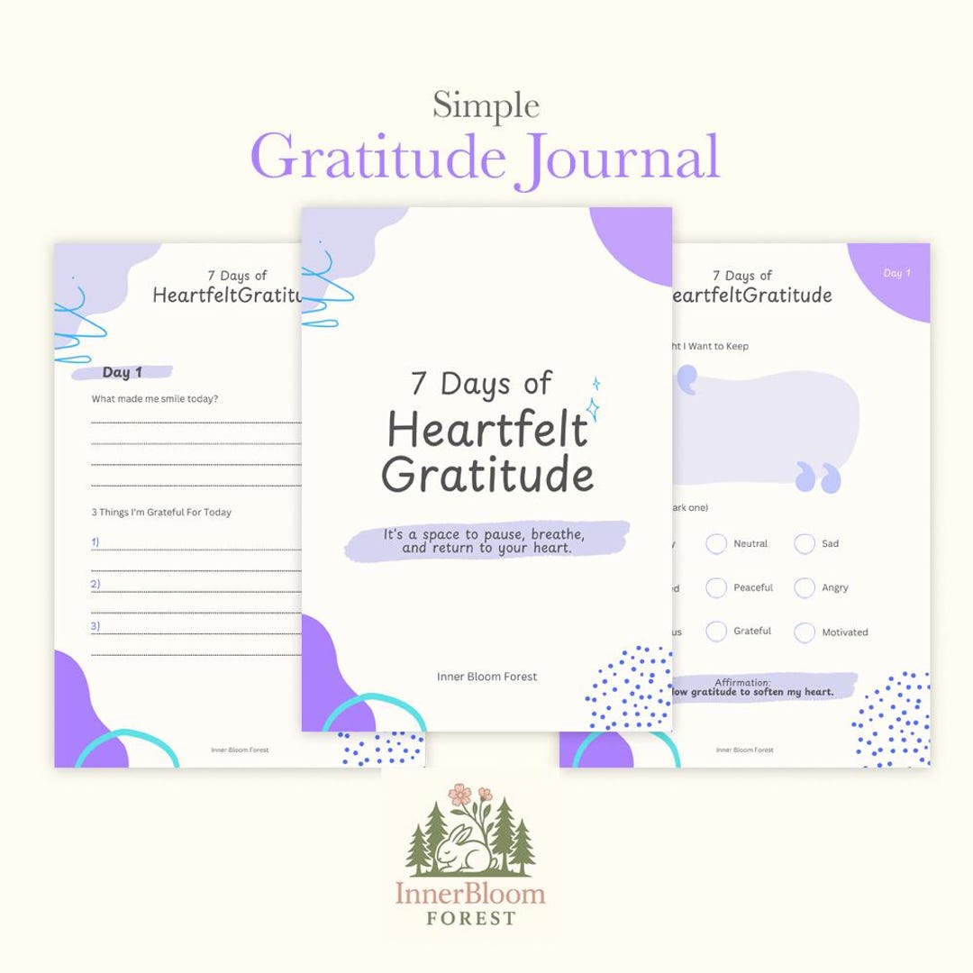 Printable Gratitude Journal | 7-day Gratitude Journal | 7-day ...