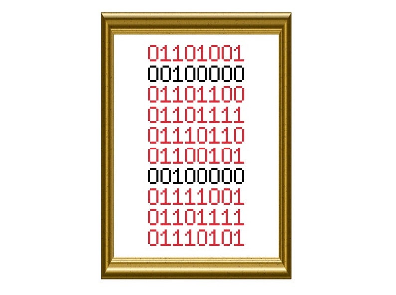 Binary I Love You Geek Counted Cross Stitch Pattern - Etsy