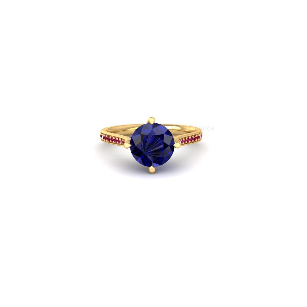 14K Gold Plated Sapphire and Ruby Ring: September Birthstone - Etsy