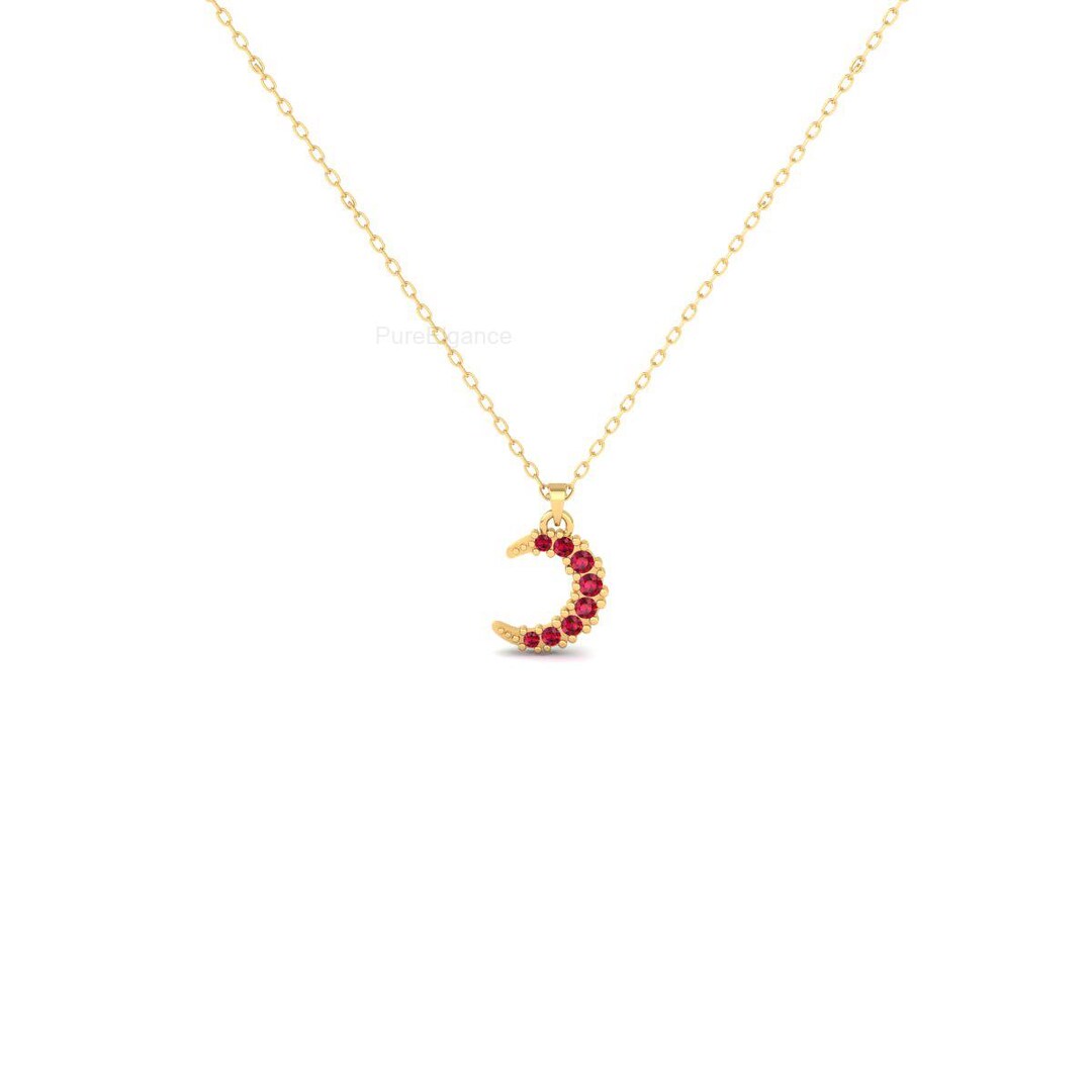 Ruby Crescent Moon Necklace: 14k Gold Plated Celestial Pendant - Etsy