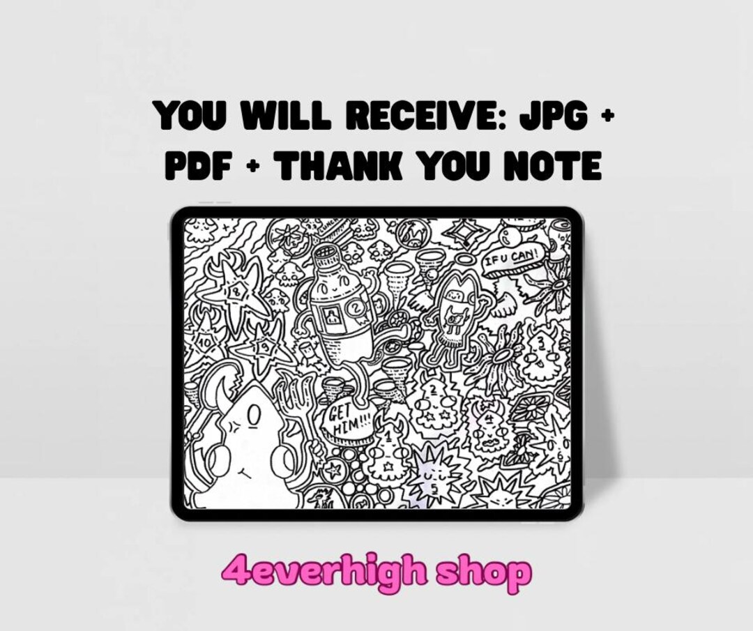 Monster Doodle Coloring Page With Numbers – Printable for Kids & Adults ...