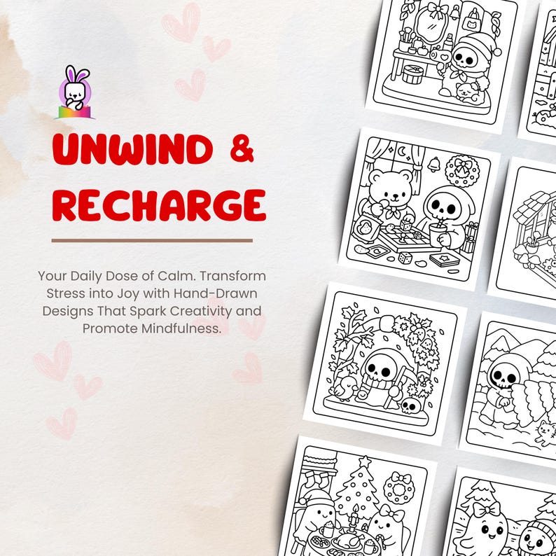 30 Spooky Christmas Coloring Pages, Creepy Cute Kawaii Style, Bold Easy ...