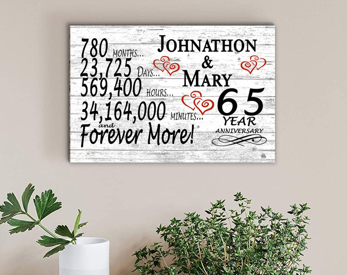 65 Year Anniversary Gift PERSONALIZED 65th Wedding Anniversary - Etsy
