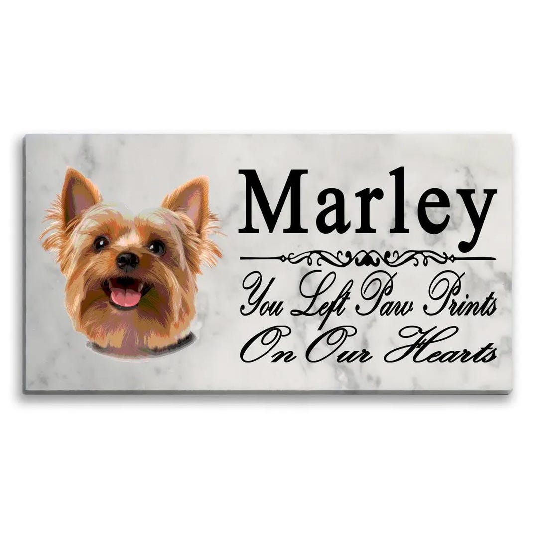 Personalized Yorkie Memorial Stone: Marble Dog Garden Plaque - Etsy