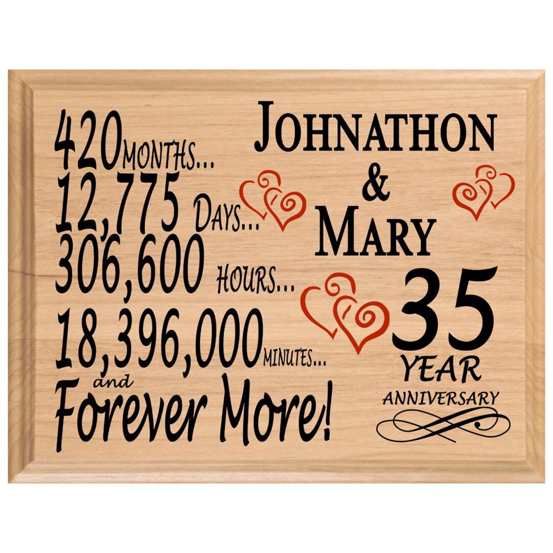 Personalized 35th Anniversary Maple Wood Gift: Heart Artwork - Etsy