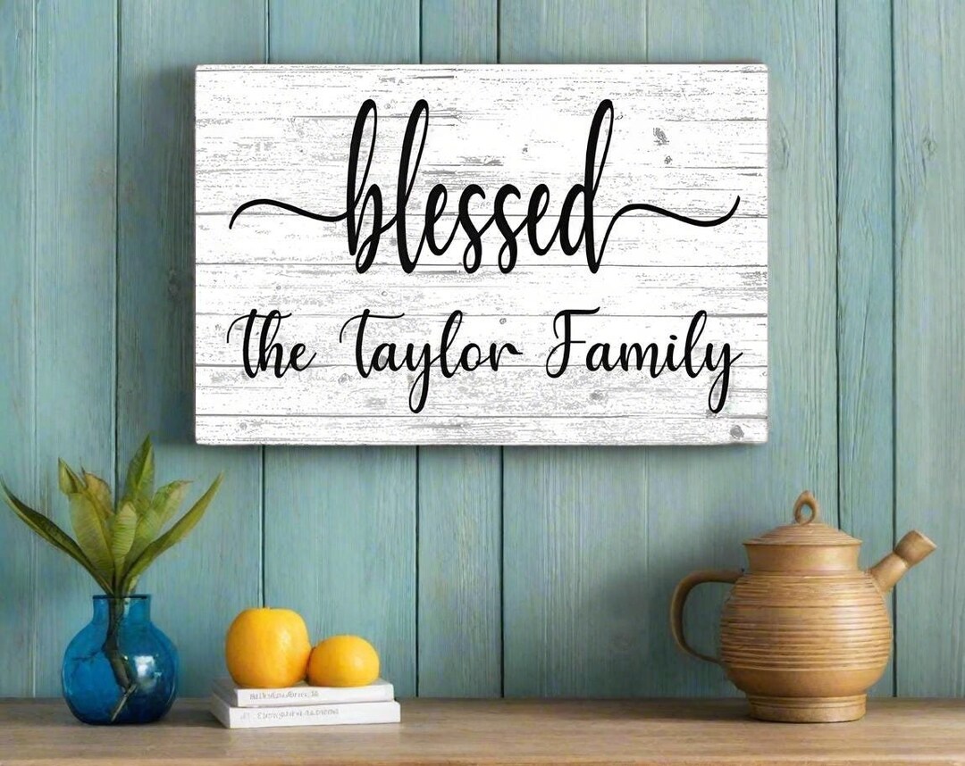 Custom Blessed Family Sign Personalized Wall Art for Anniversary Gift ...