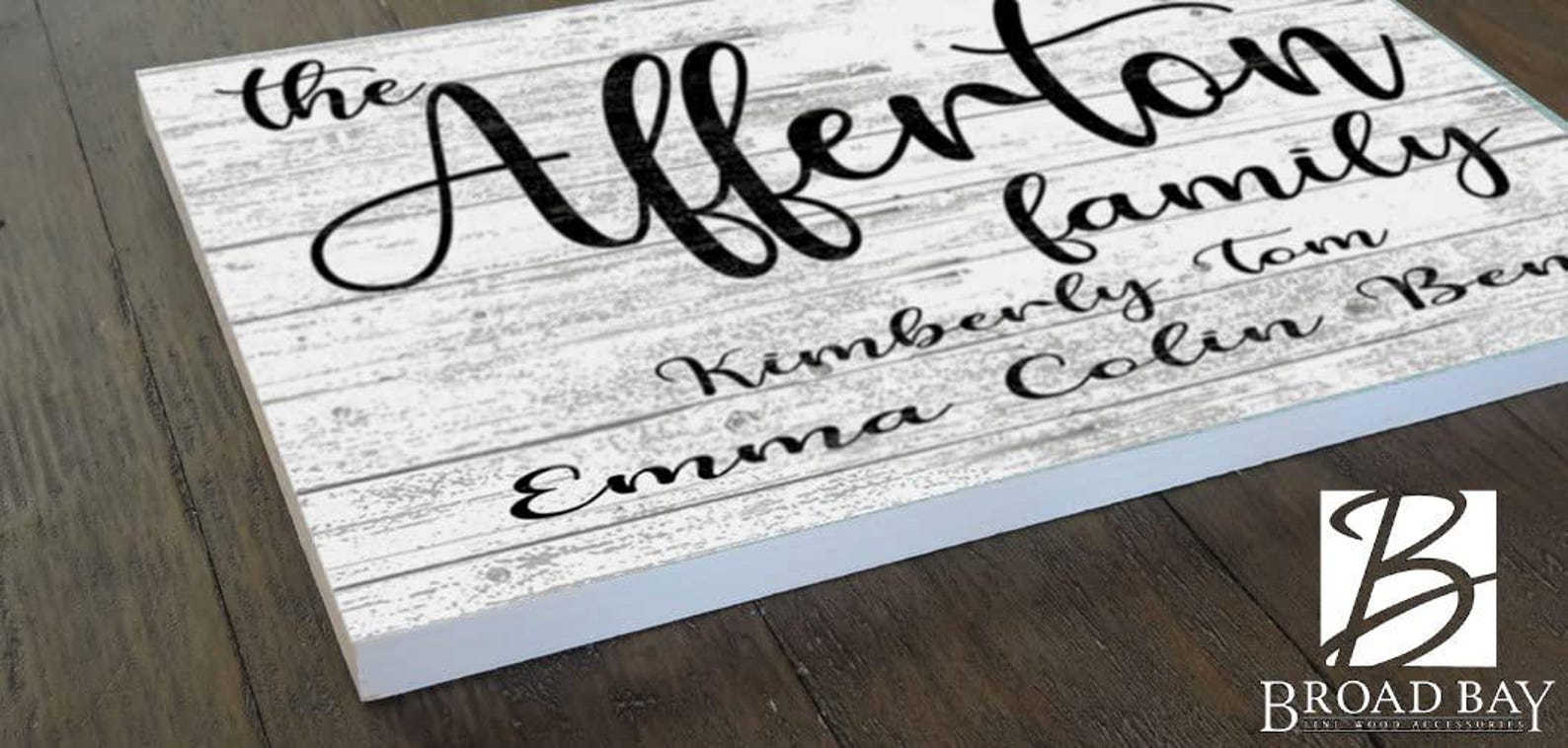 Personalized Family Name Sign With Family Member Names - Solid Wood ...