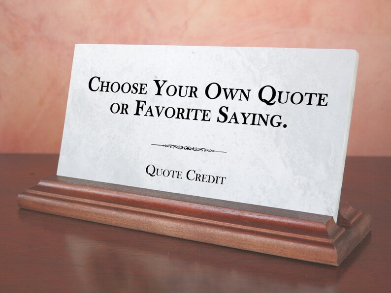 Personalized Quote Plaque: Solid Marble & Hardwood Desk Accessory - Etsy