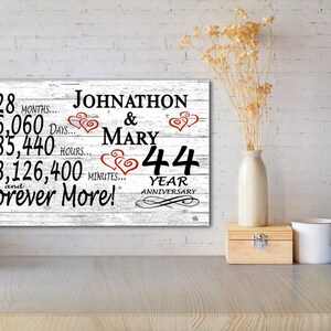 44 Year Anniversary Gift PERSONALIZED 44th Wedding Anniversary Sign ...