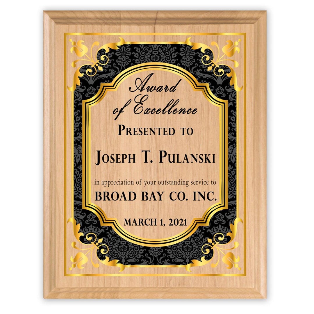 Award of Excellence Plaque Custom Appreciation Gift Sign for Employee ...