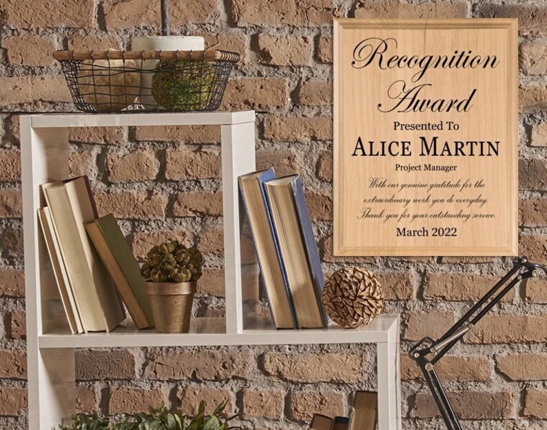 Recognition Award Plaque Custom Appreciation Gift Sign for Employee ...